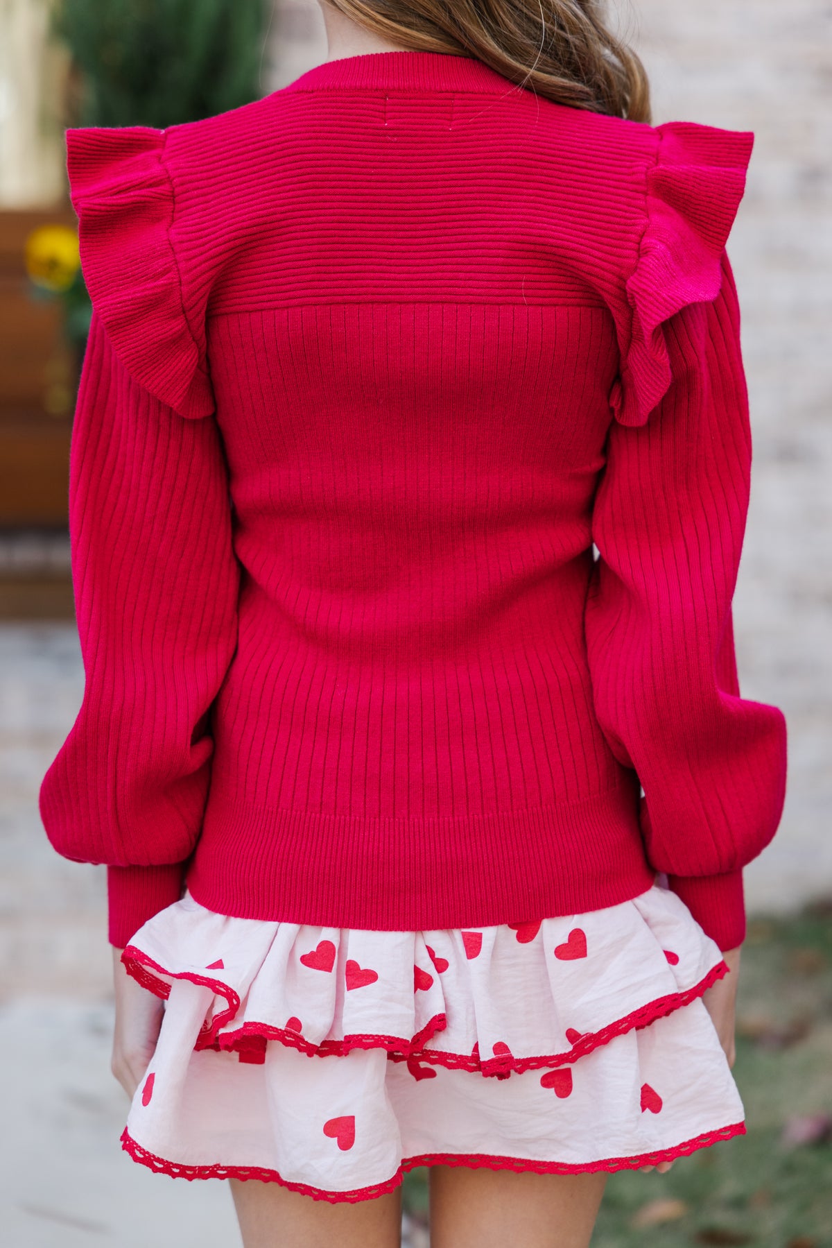 Girls: Reach Out Red Ruffled Sweater – Shop the Mint