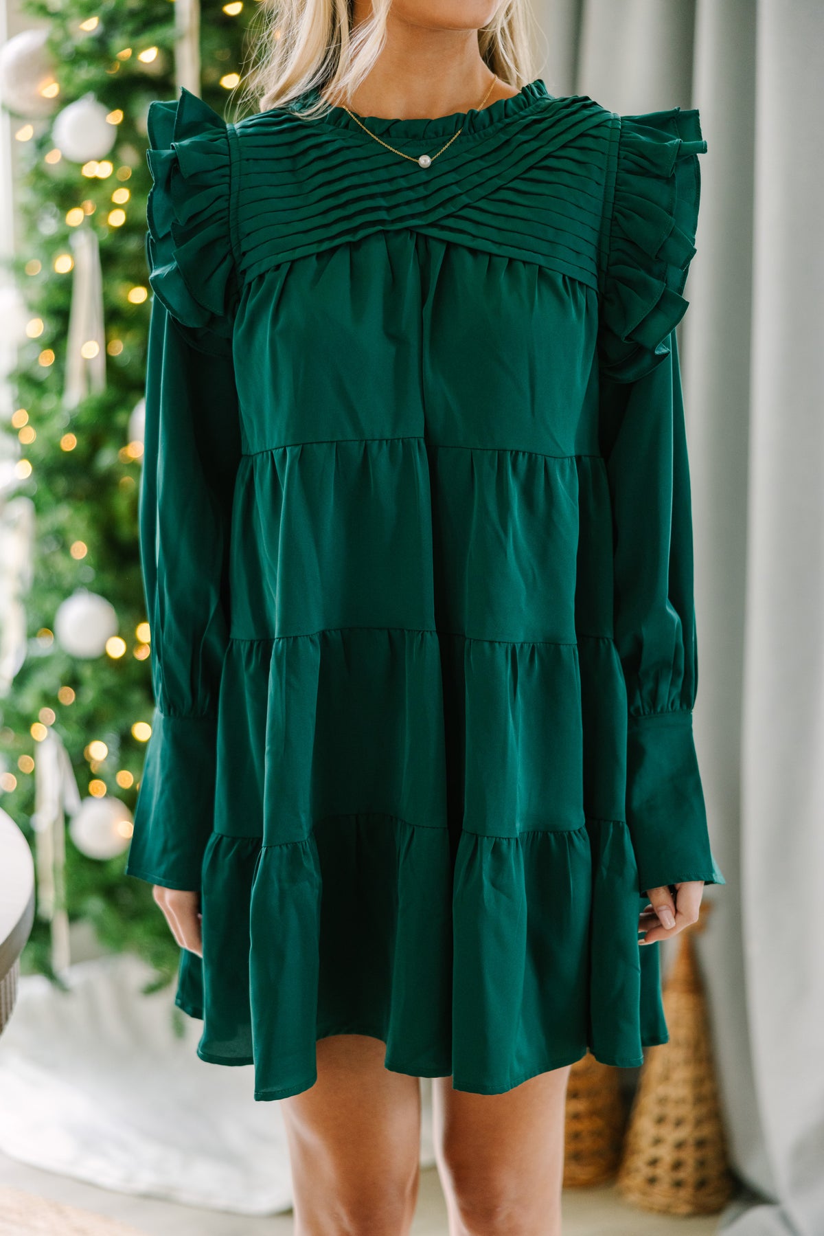 Save Your Applause Emerald Green Ruffled Dress – Shop the Mint