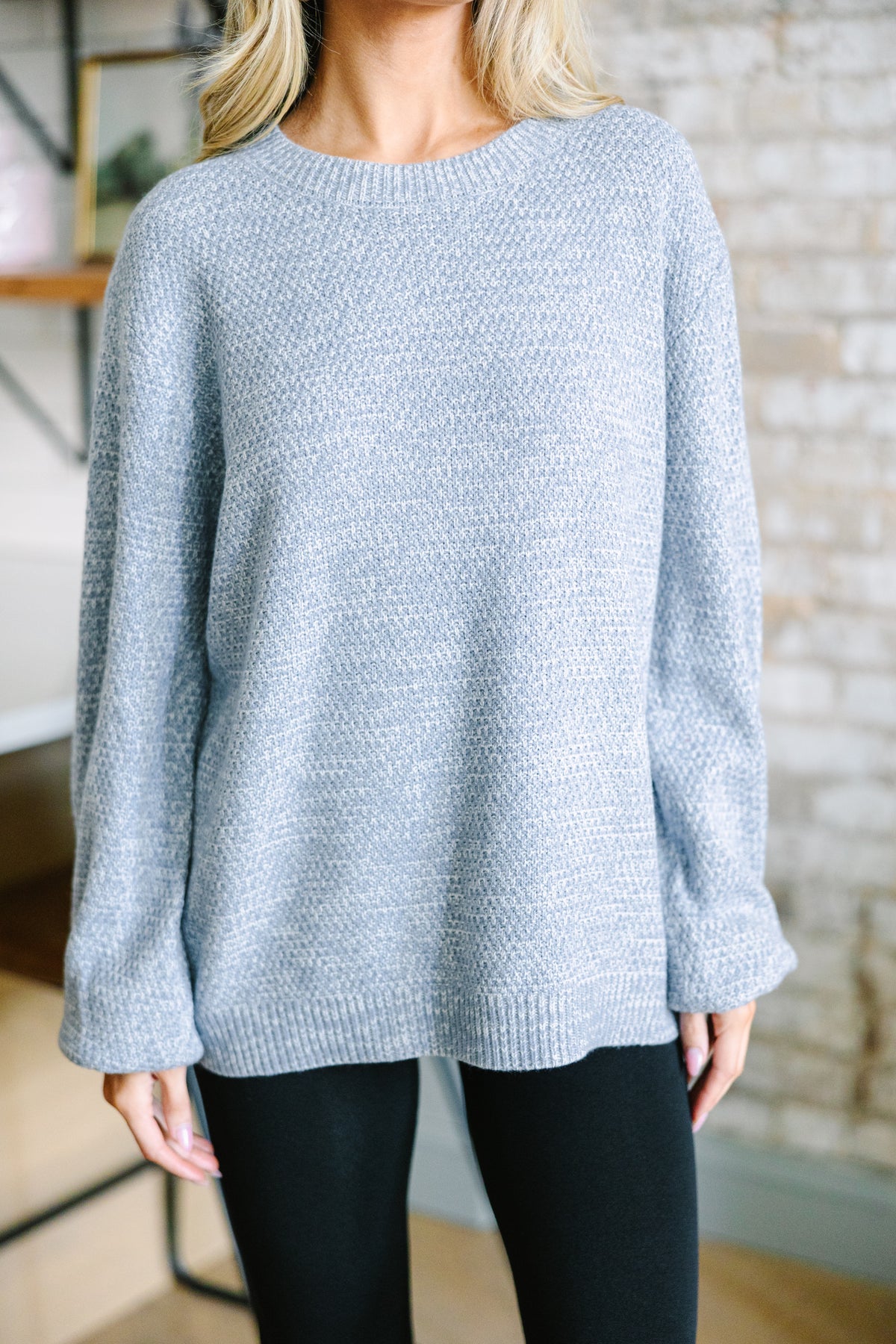 The Slouchy Light Blue Bubble Sleeve Sweater – Shop the Mint