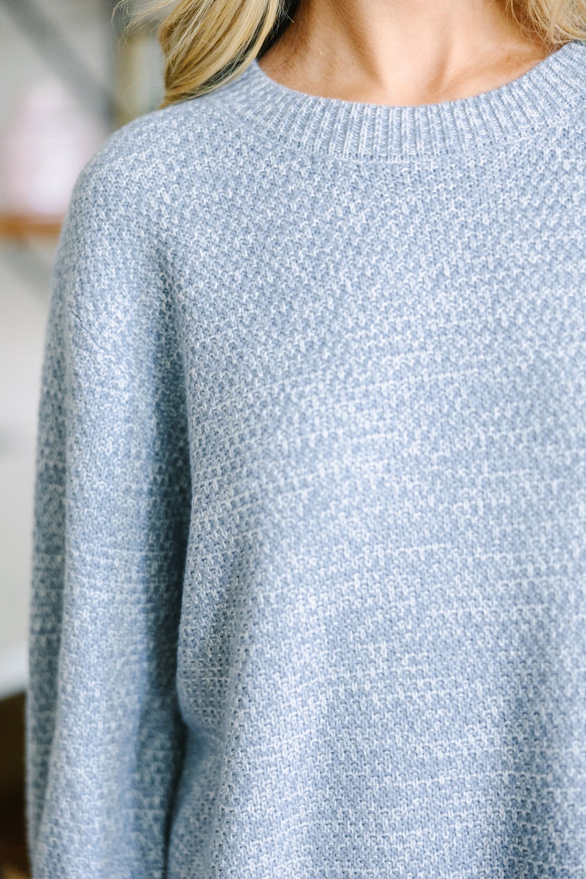 The Slouchy Light Blue Bubble Sleeve Sweater – Shop the Mint