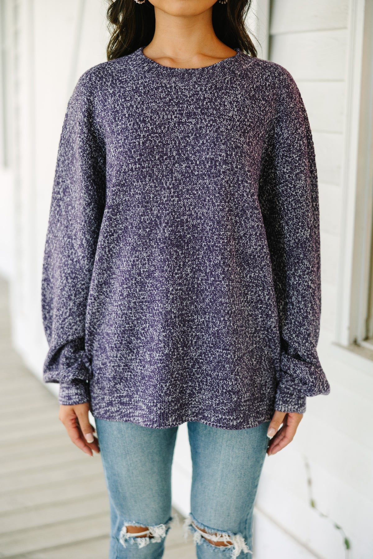 The Slouchy Plum Purple Bubble Sleeve Sweater – Shop the Mint