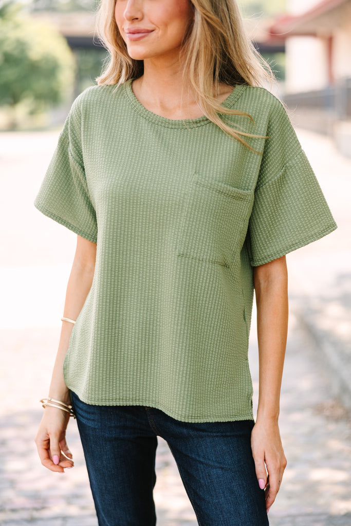 All I Could Ask For Olive Green Ribbed Top – Shop the Mint