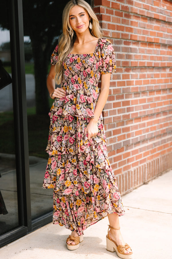 Fab Days Ahead Brown Floral Maxi Dress – Shop the Mint