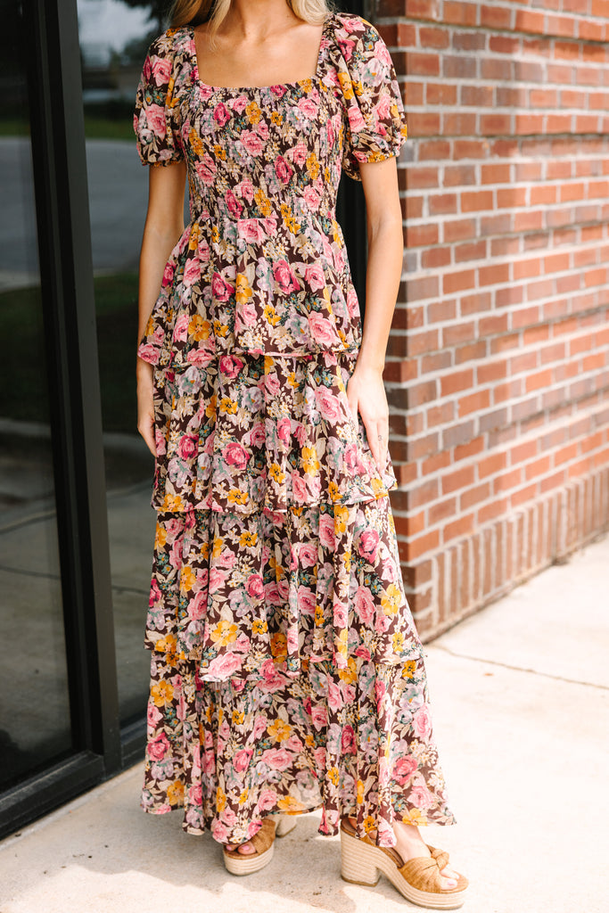 Fab Days Ahead Brown Floral Maxi Dress – Shop the Mint