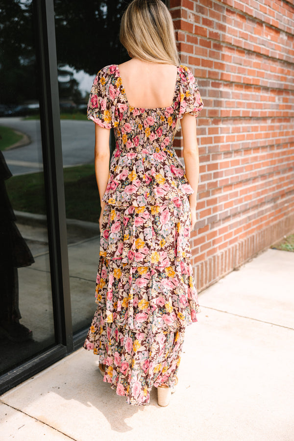 Fab Days Ahead Brown Floral Maxi Dress – Shop the Mint