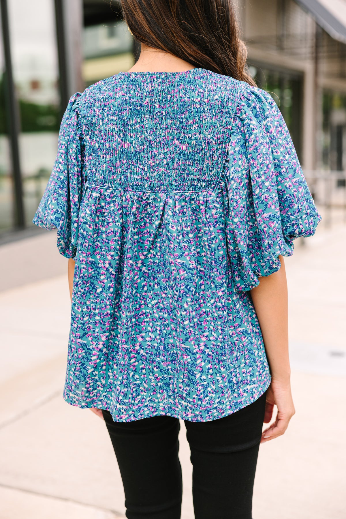 All For You Teal Blue Abstract Blouse – Shop the Mint