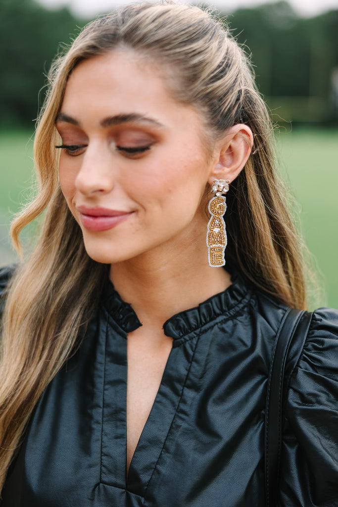 Taylor Shaye Designs: Get Up It's Gameday Silver and Gold Beaded Earri ...