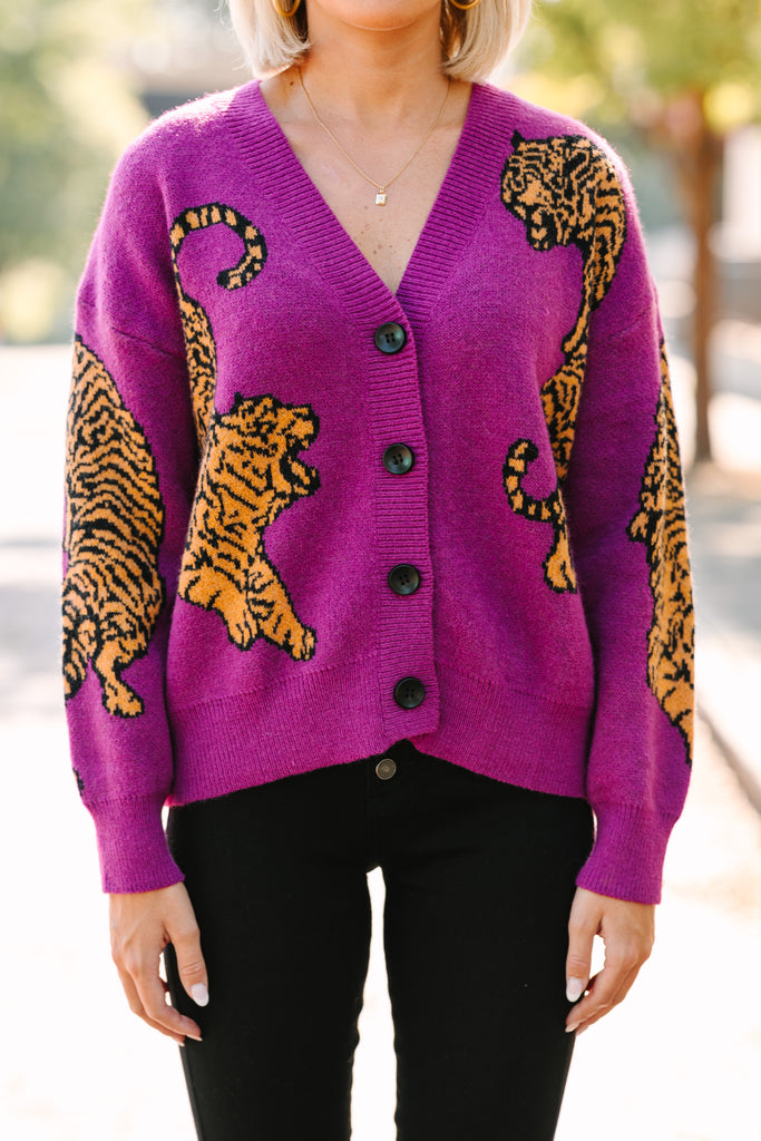 Born To Be Wild Plum Purple Tiger Cardigan – Shop the Mint