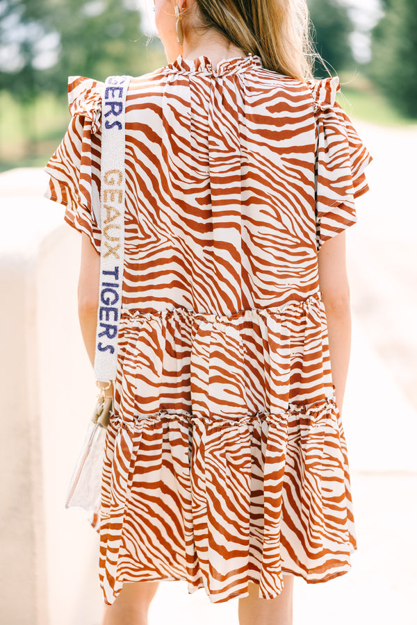 Feeling Wild Ginger Orange Zebra Striped Dress – Shop the Mint