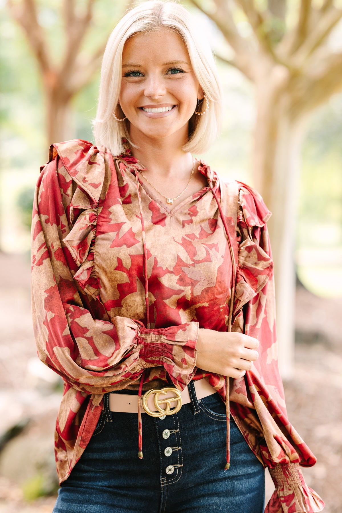 Help You Out Brick Orange Floral Blouse – Shop the Mint