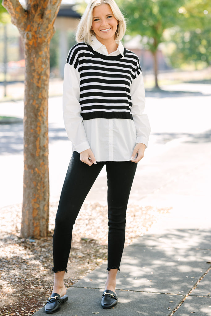 Precise Perfection Black Striped Sweater – Shop the Mint