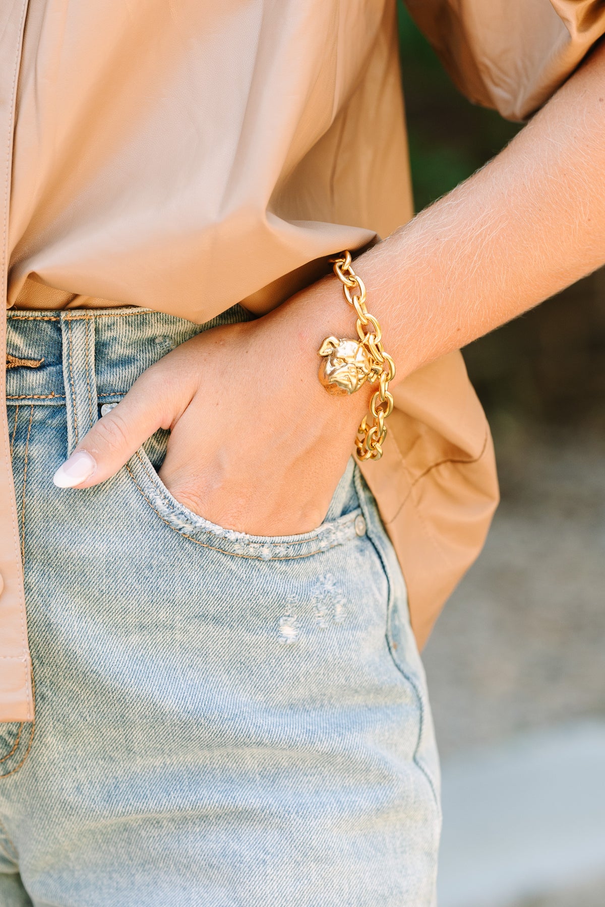 Yochi: Bulldog Mascot Gold Bracelet – Shop the Mint