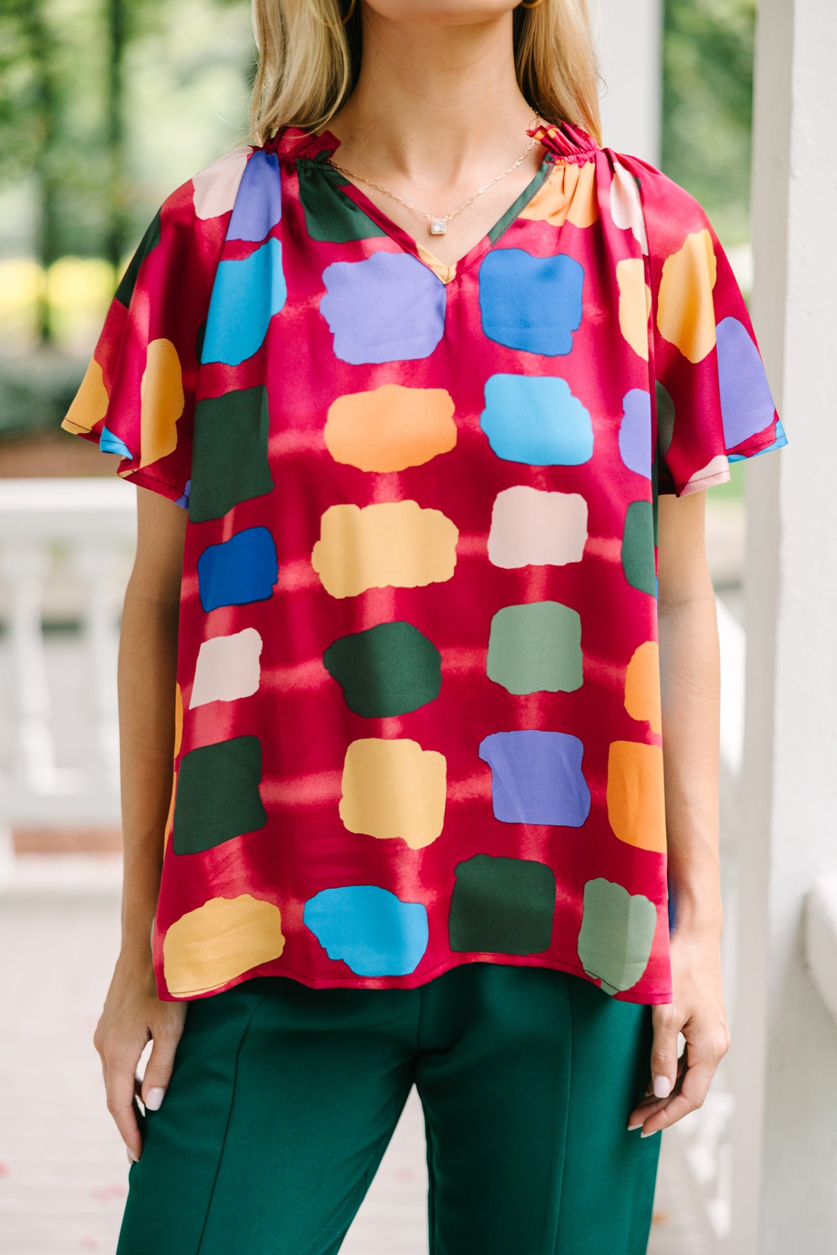 Make It Your Own Burgundy Red Abstract Blouse – Shop the Mint