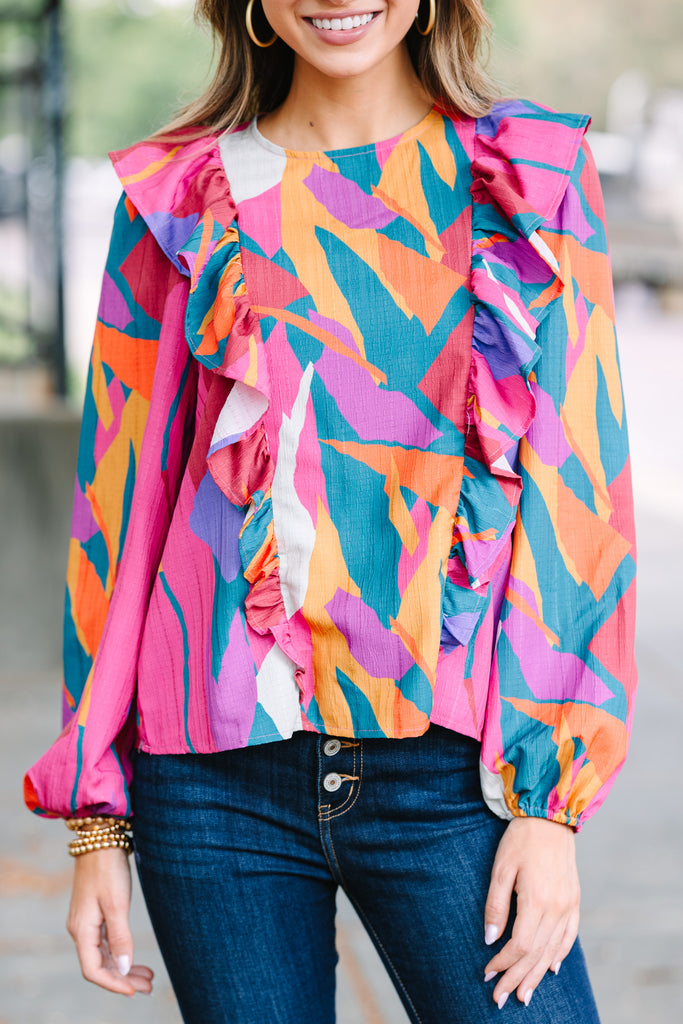 Carry Your Love Fuchsia PInk Abstract Blouse – Shop the Mint