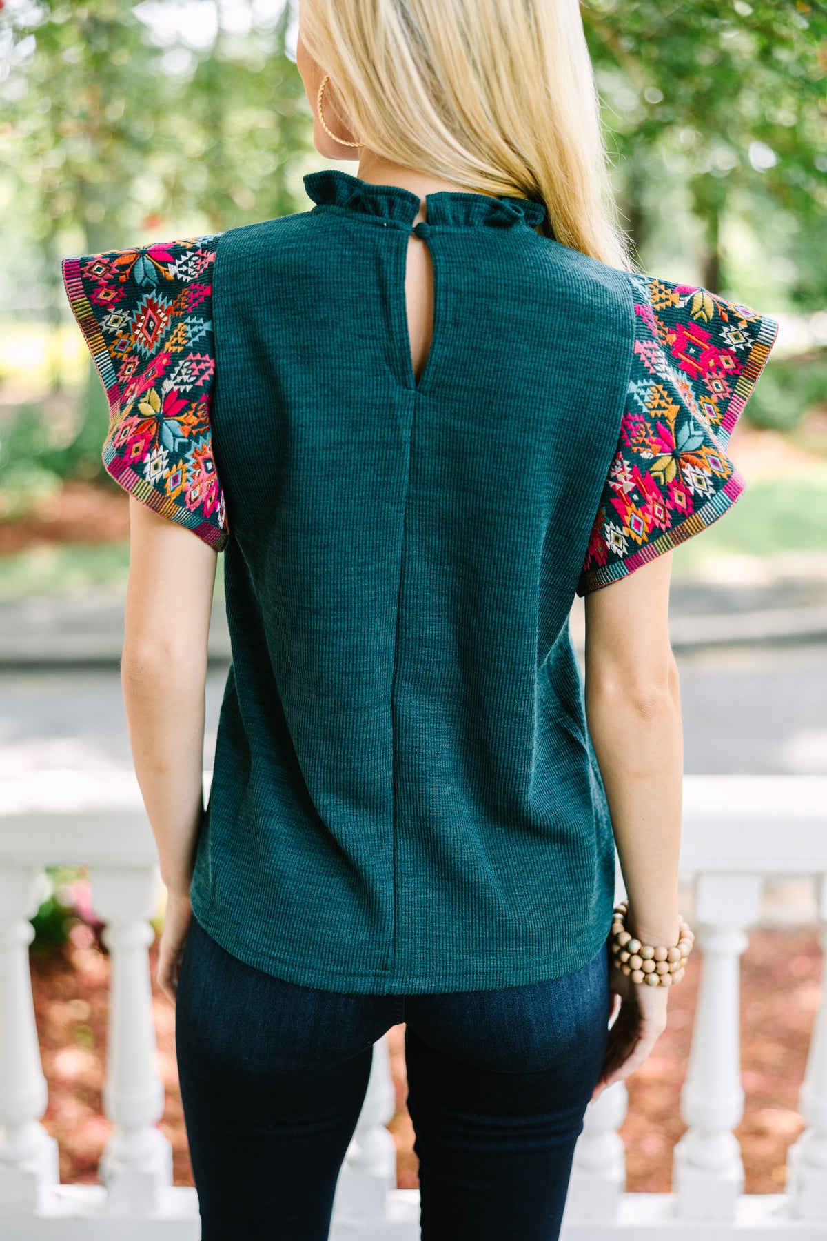 THML: It's All You Teal Blue Embroidered Blouse – Shop the Mint