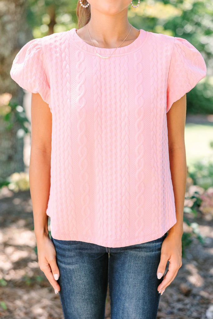 All In The Tone Pink Cable Knit Blouse – Shop the Mint
