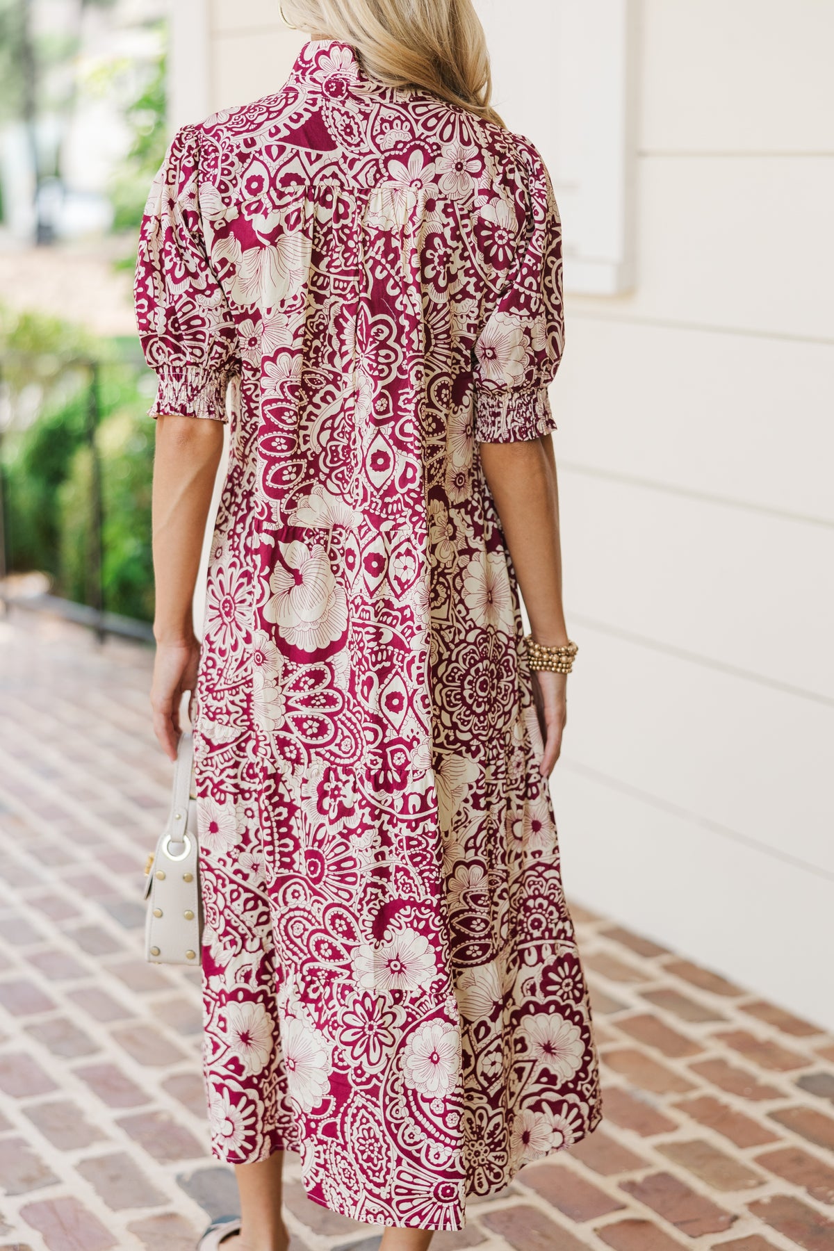 Take You There Sangria Red Abstract Midi Dress – Shop the Mint