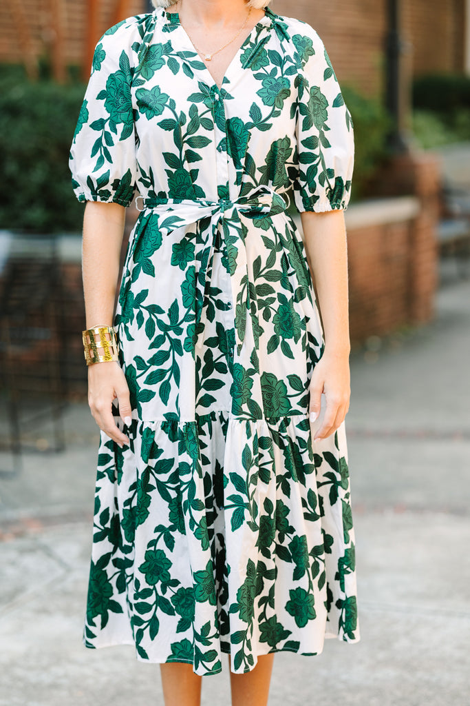 Sugarlips: Step Out Forest Green Floral Midi Dress – Shop the Mint