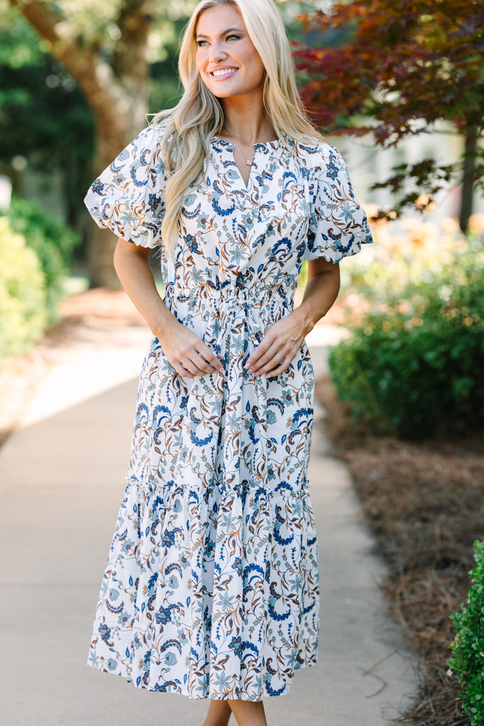 Sugarlips: It's A Match Off White Floral Midi Dress – Shop the Mint