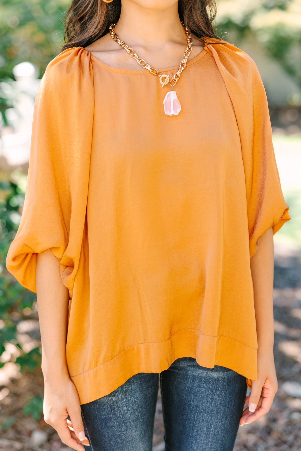 Point It Out Rust Orange Satin Blouse – Shop the Mint