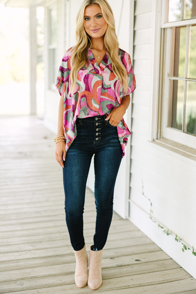 Retro Rendezvous Purple Abstract Blouse – Shop the Mint