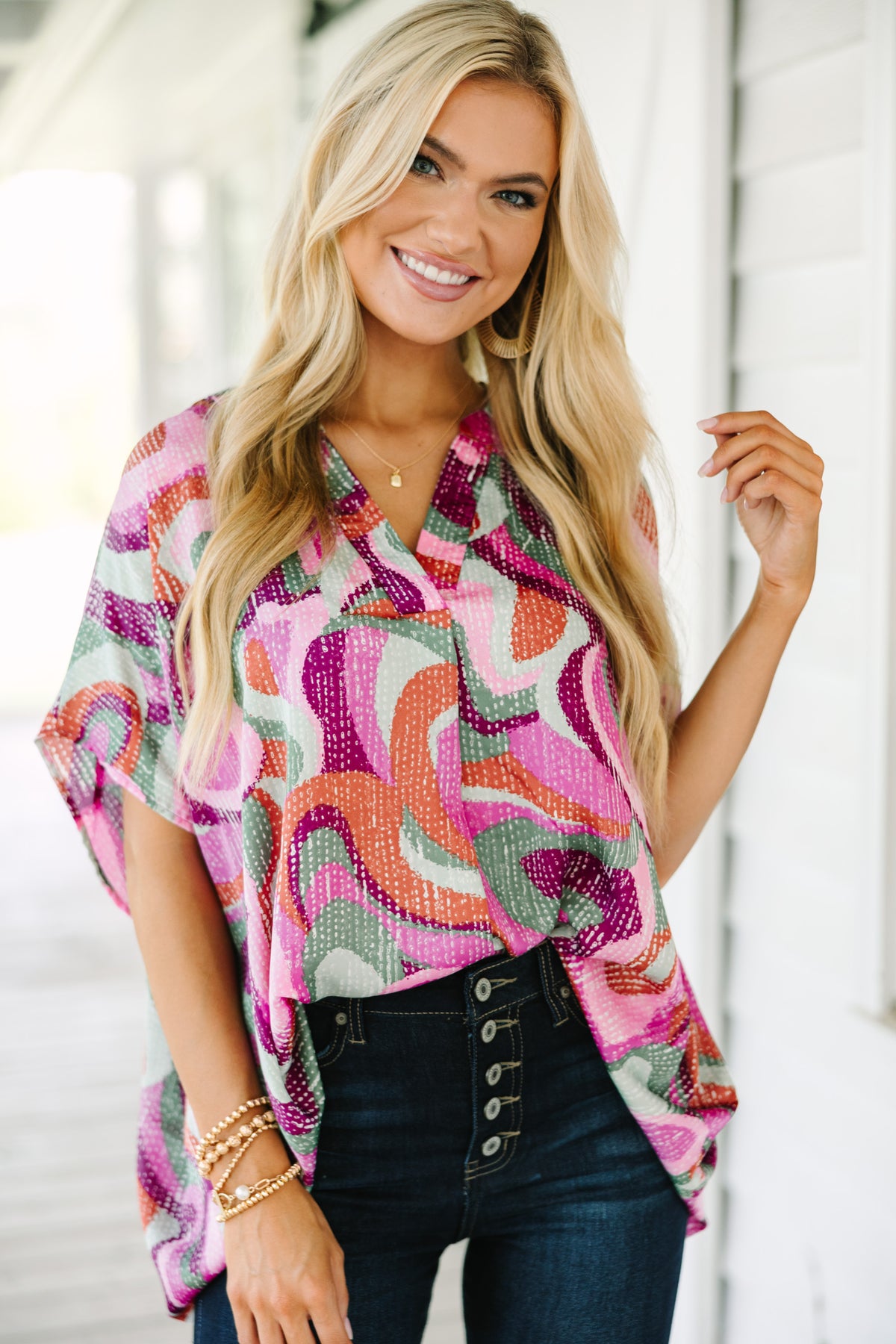 Retro Rendezvous Purple Abstract Blouse – Shop the Mint