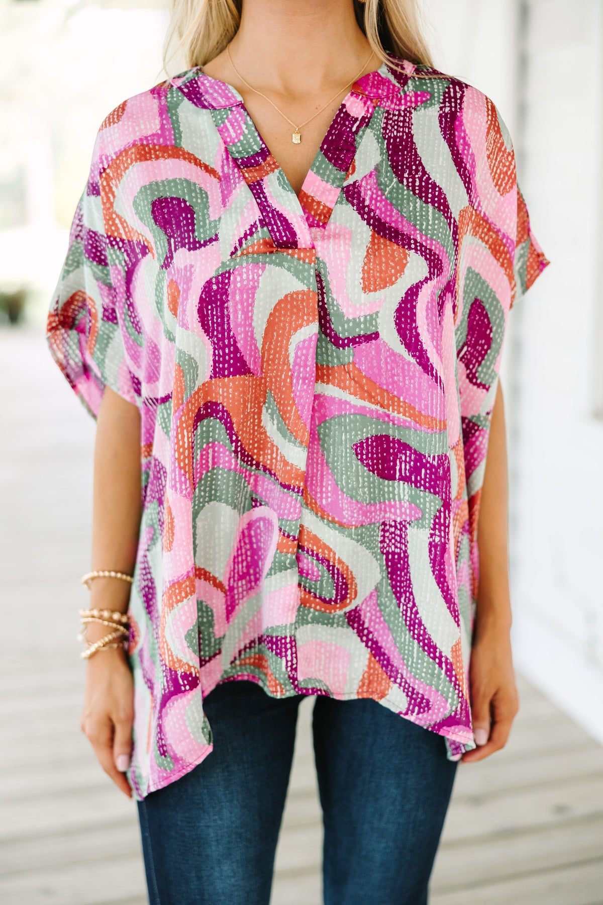 Retro Rendezvous Purple Abstract Blouse – Shop the Mint