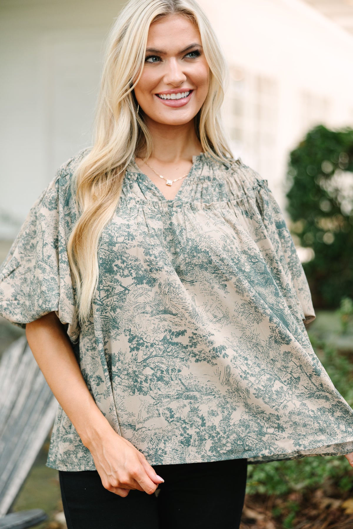 Be Who You Are Forest Green Toile Blouse – Shop the Mint