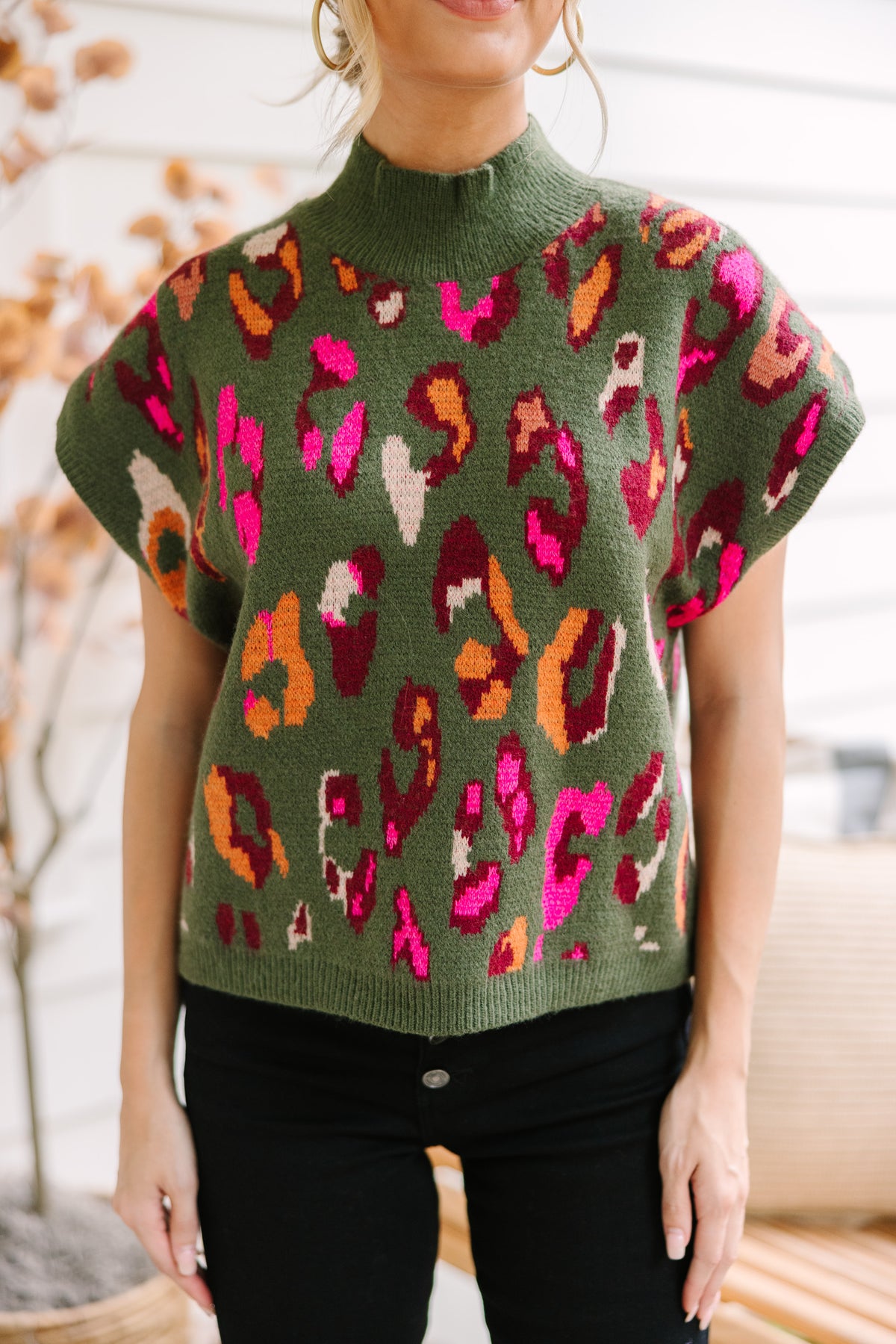 Being Bold Olive Leopard Print Mock Neck Sweater – Shop the Mint