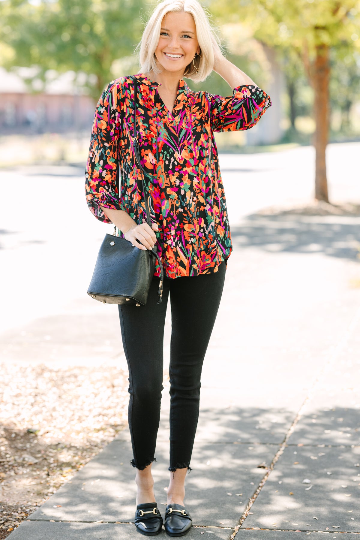 Just For Me Black Floral Blouse – Shop the Mint