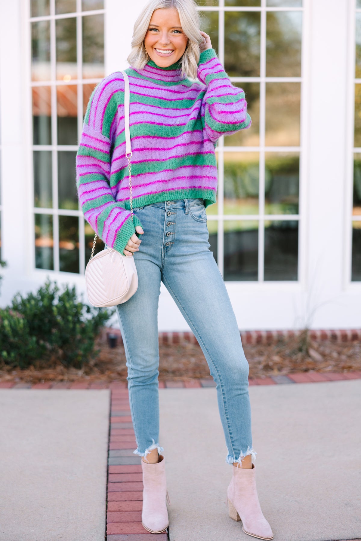 Modern Muse Green Striped Sweater – Shop the Mint