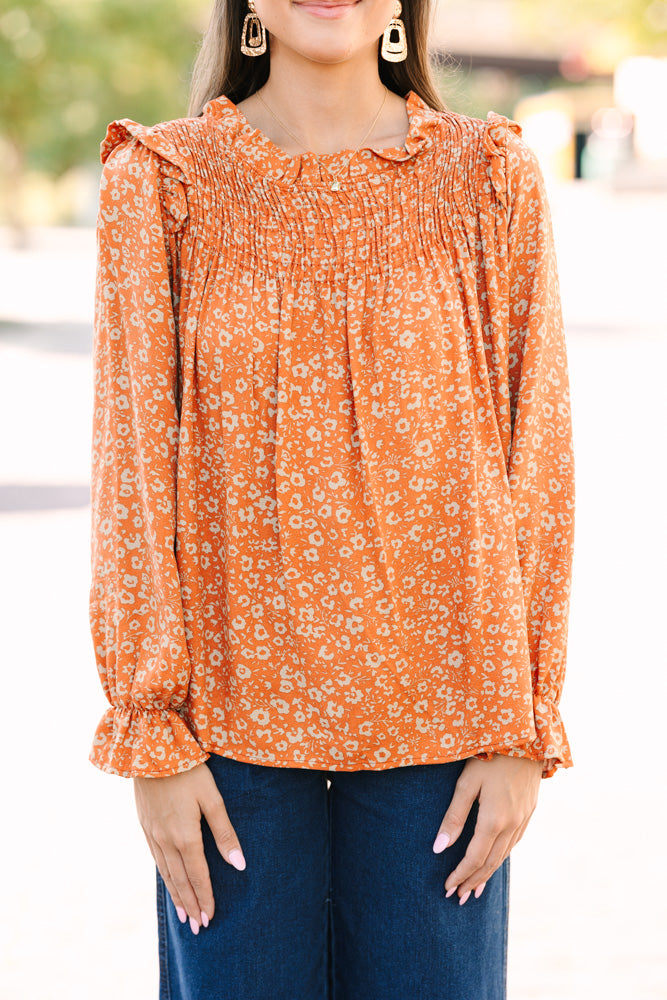 All About You Rust Orange Floral Blouse – Shop the Mint
