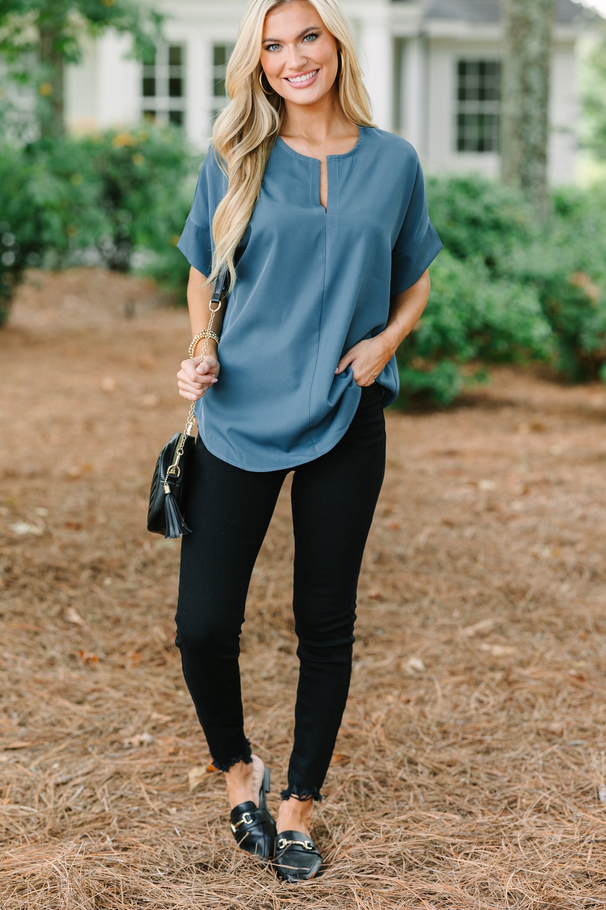 Don't Let Me Down Deep Green V-Neck Top – Shop the Mint