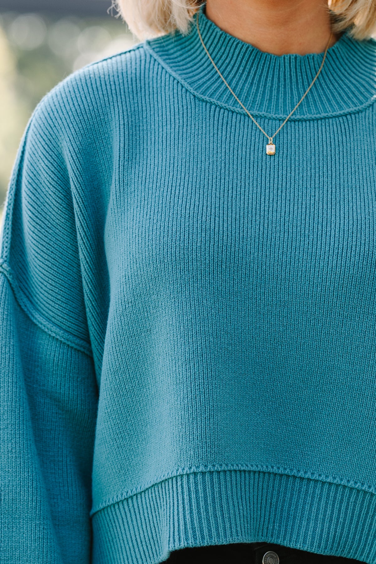 Where I Am Dusty Teal Blue Cropped Sweater – Shop the Mint