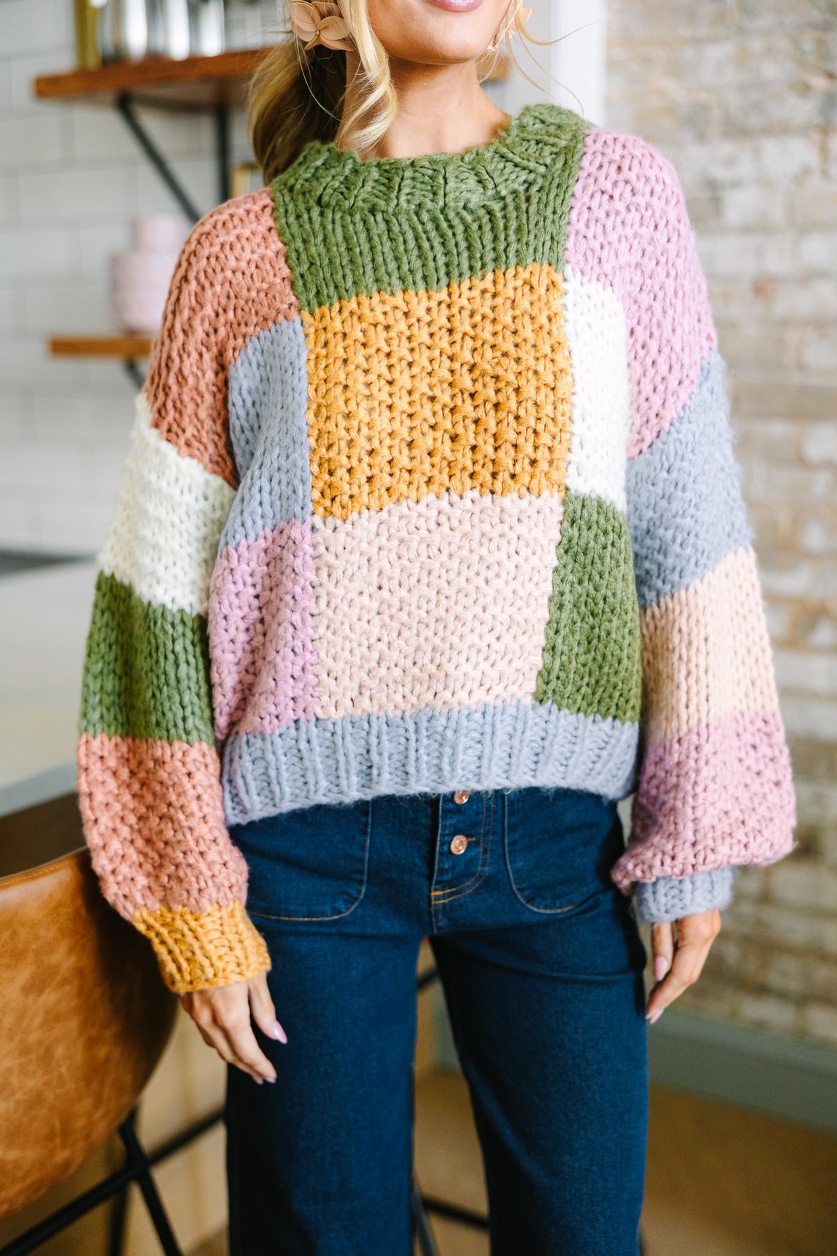 Back To You Olive Green Colorblock Sweater – Shop the Mint