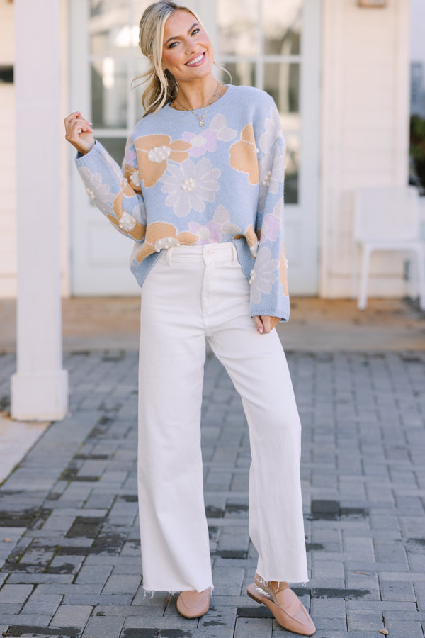 Easy To Love Blue Floral Sweater – Shop the Mint
