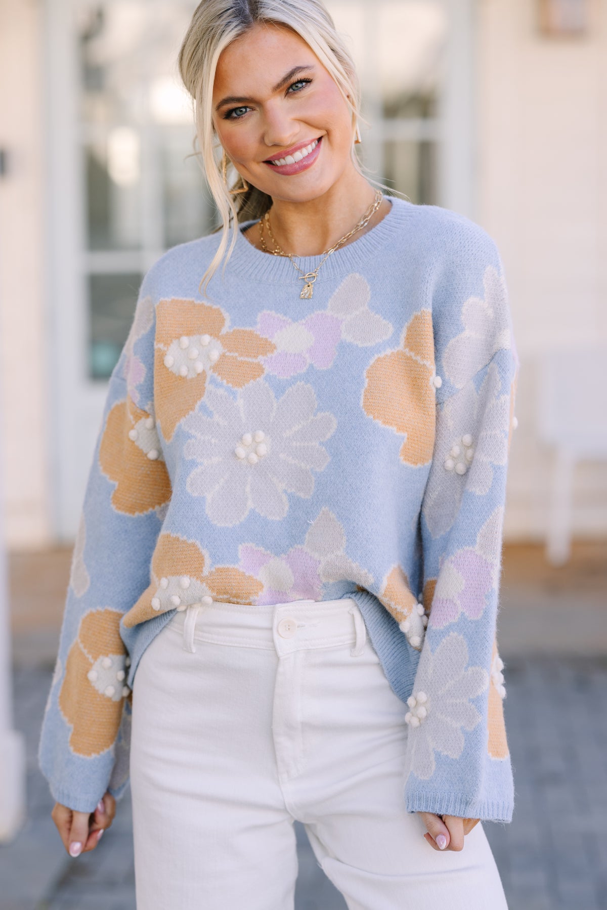 Easy To Love Blue Floral Sweater – Shop the Mint