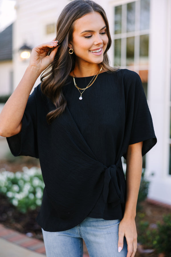Happy Thoughts Black Tied Blouse – Shop the Mint