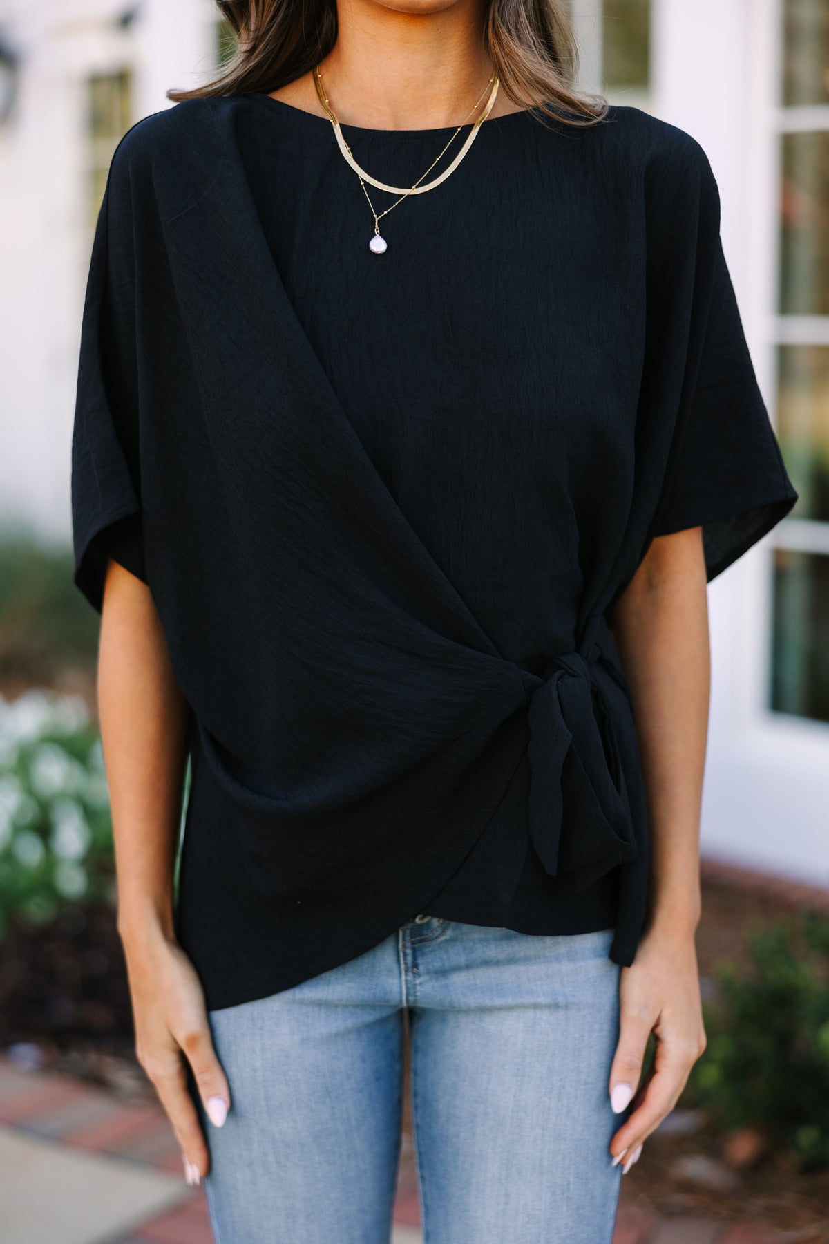 Happy Thoughts Black Tied Blouse – Shop the Mint