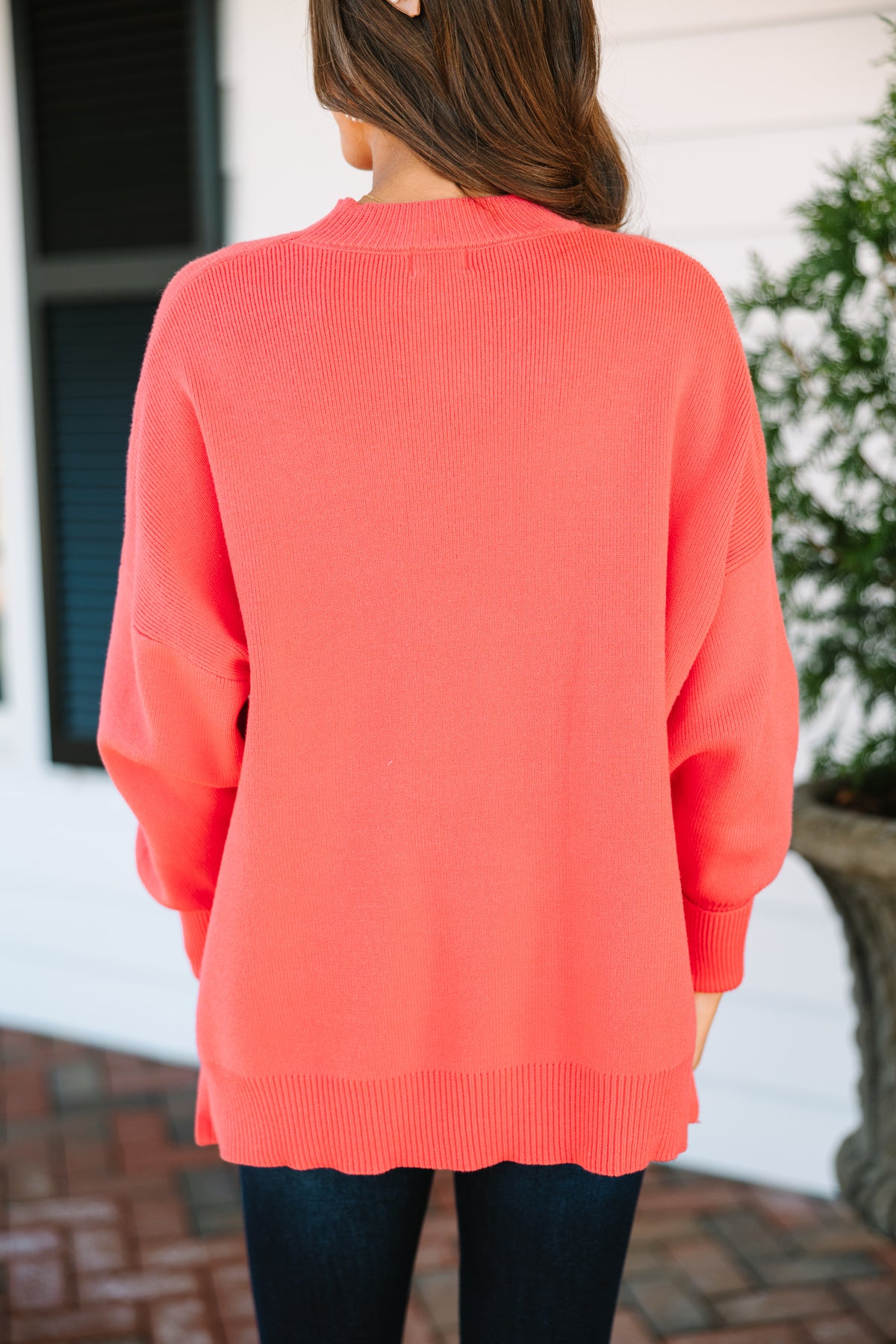 Perfectly You Coral Orange Mock Neck Sweater – Shop the Mint