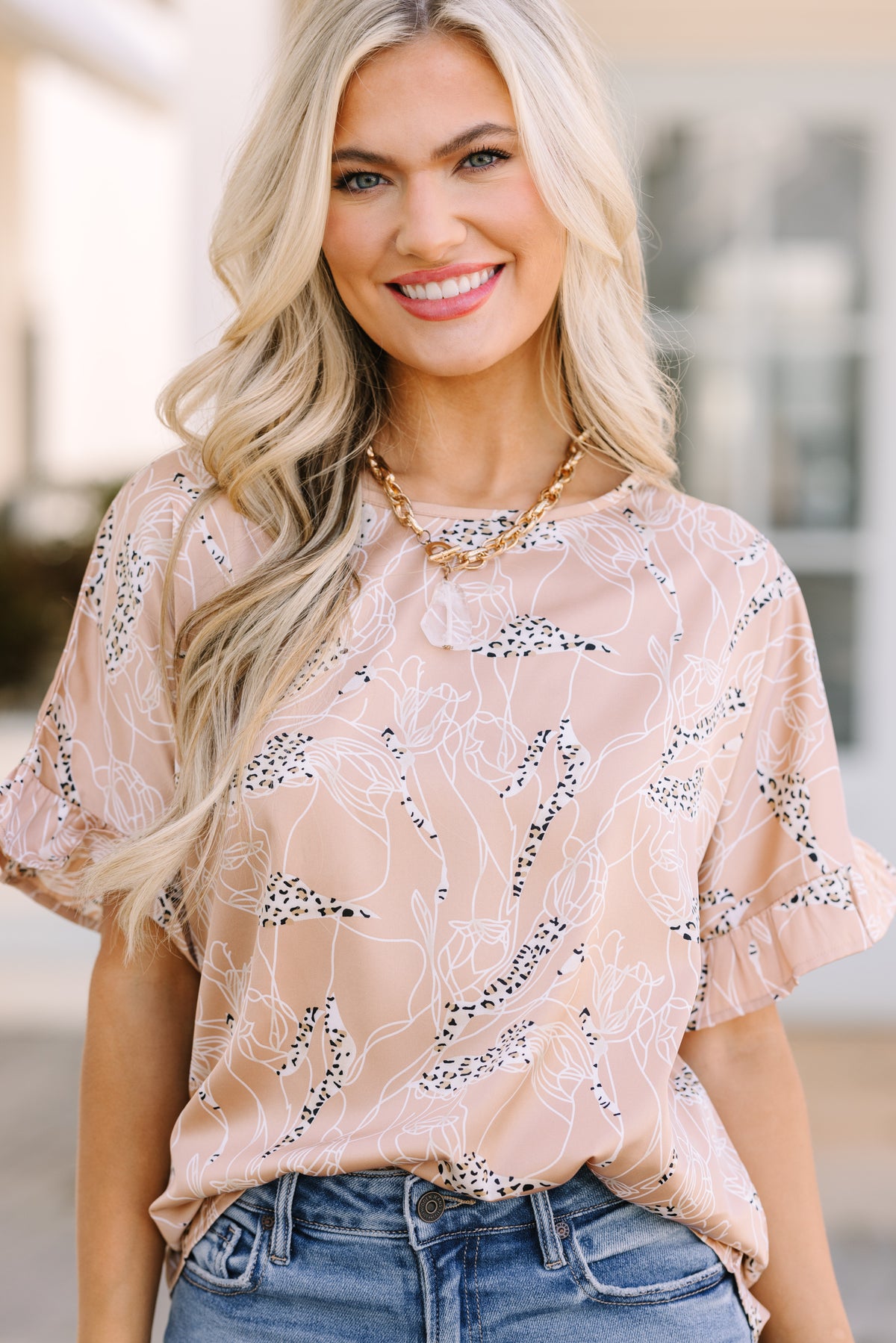 All I Ask Taupe Brown Leopard Print Ruffled Top – Shop the Mint