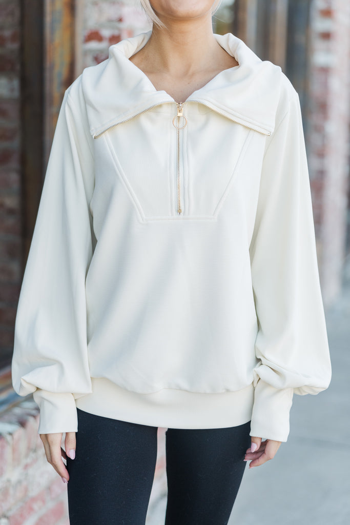 Today's The Day Cream White Quarter Zip Pullover – Shop the Mint