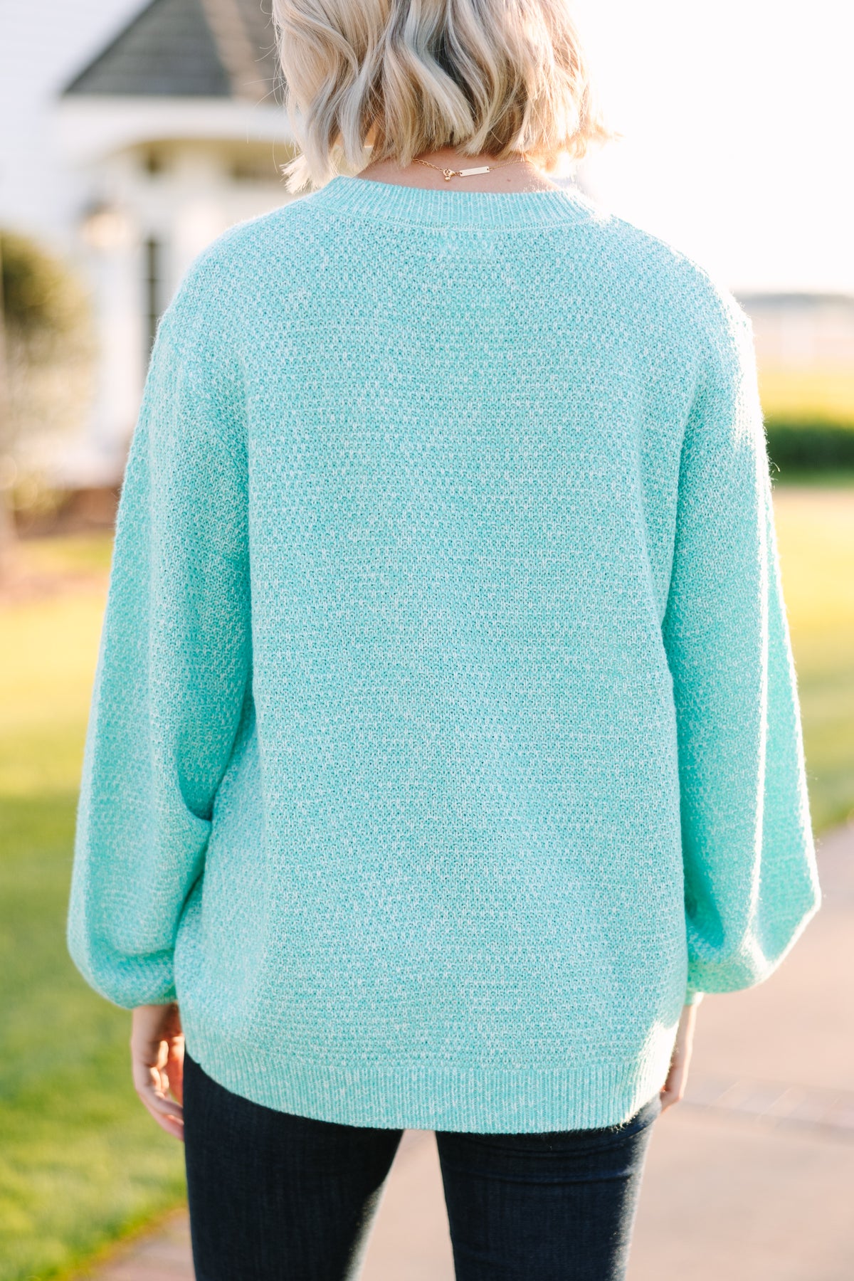 The Slouchy Mint Green Bubble Sleeve Sweater – Shop the Mint