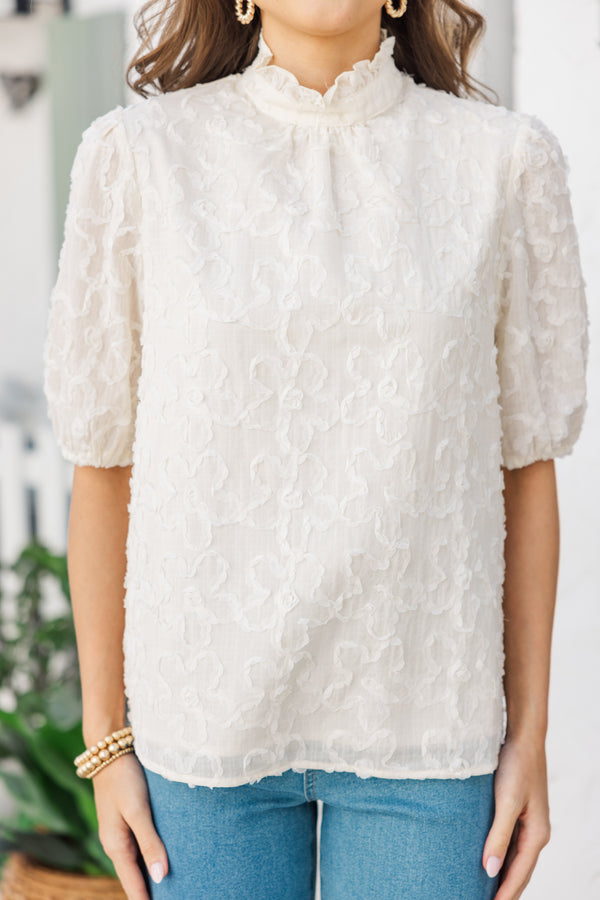 Working On It Cream White Textured Blouse – Shop the Mint