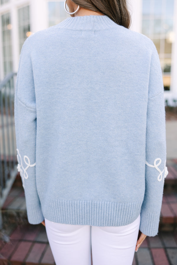 Keep You Close Light Blue Floral Sweater – Shop the Mint