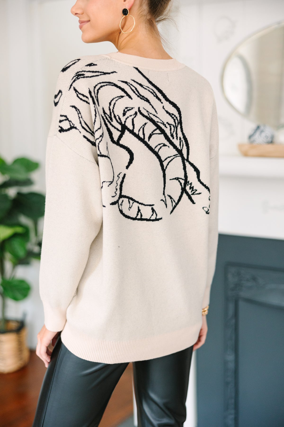 Get A Move On IVory White Tiger Sweater – Shop the Mint