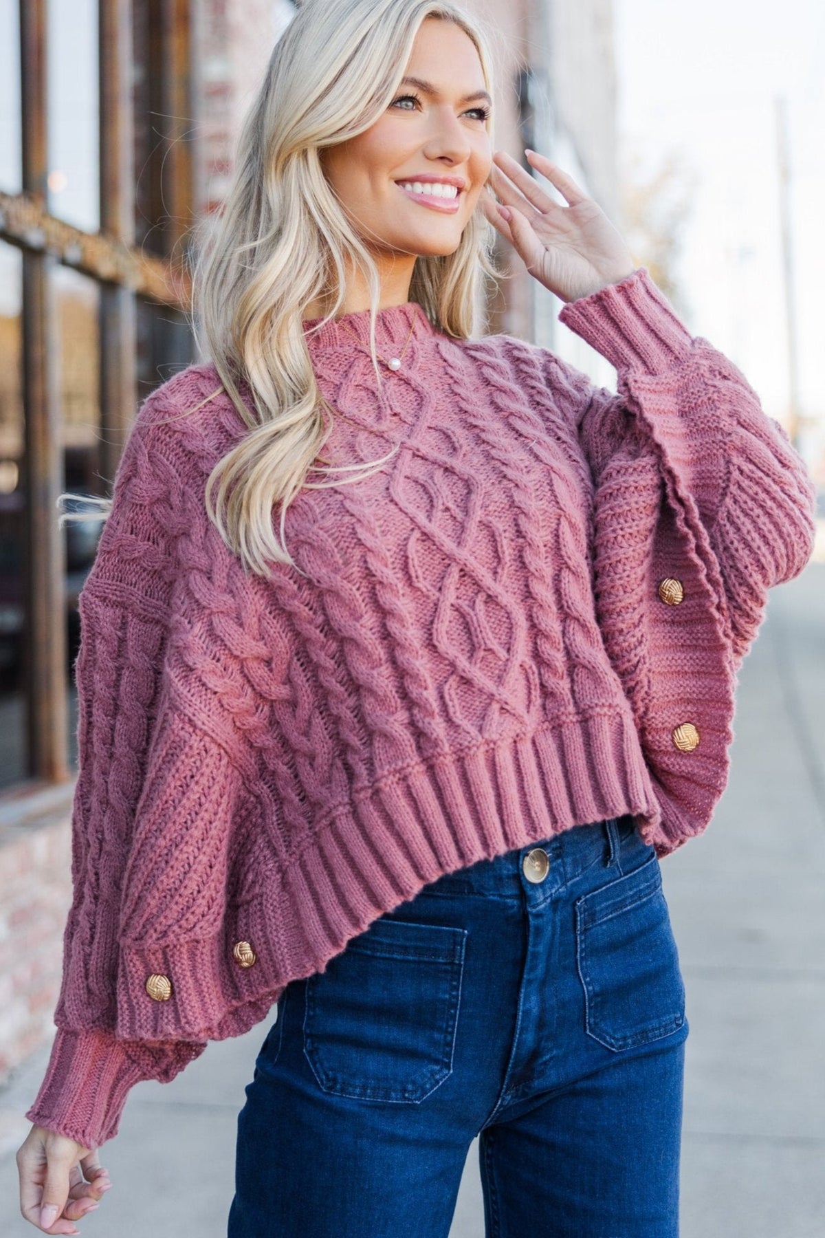 Fell In Love Mauve Pink Poncho Sweater – Shop the Mint