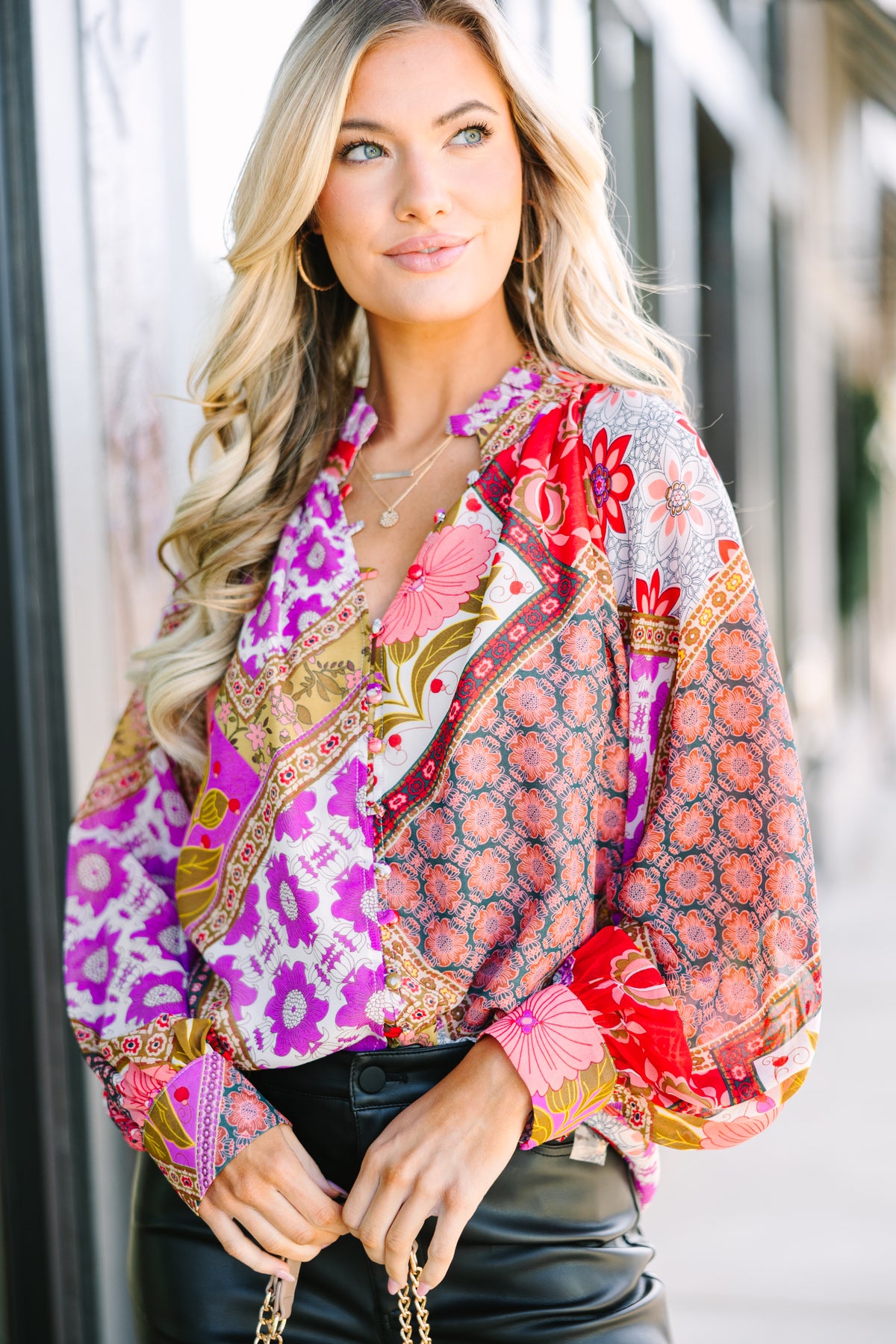 Talk About It Pink Mixed Print Blouse – Shop the Mint
