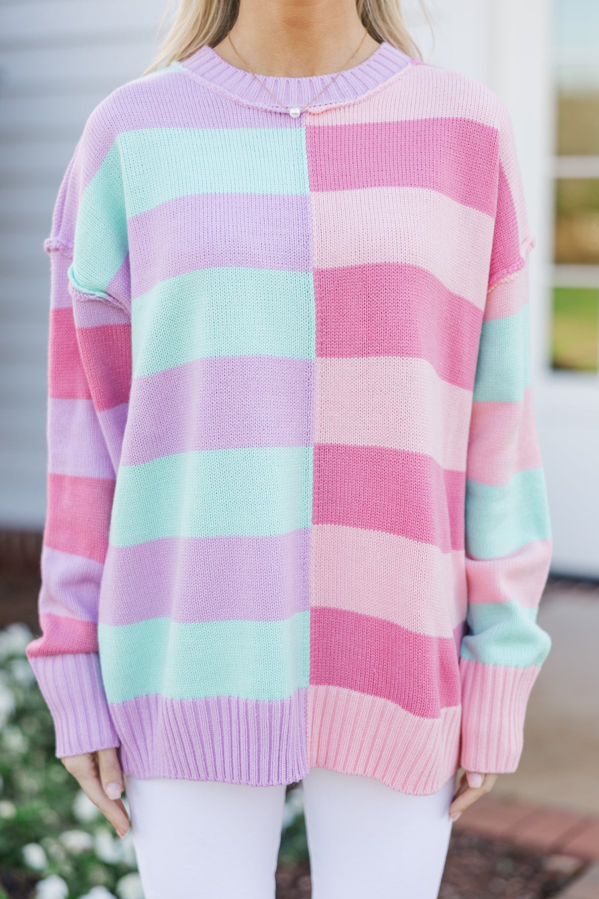 All About You Mint & Coral Striped Sweater – Shop the Mint