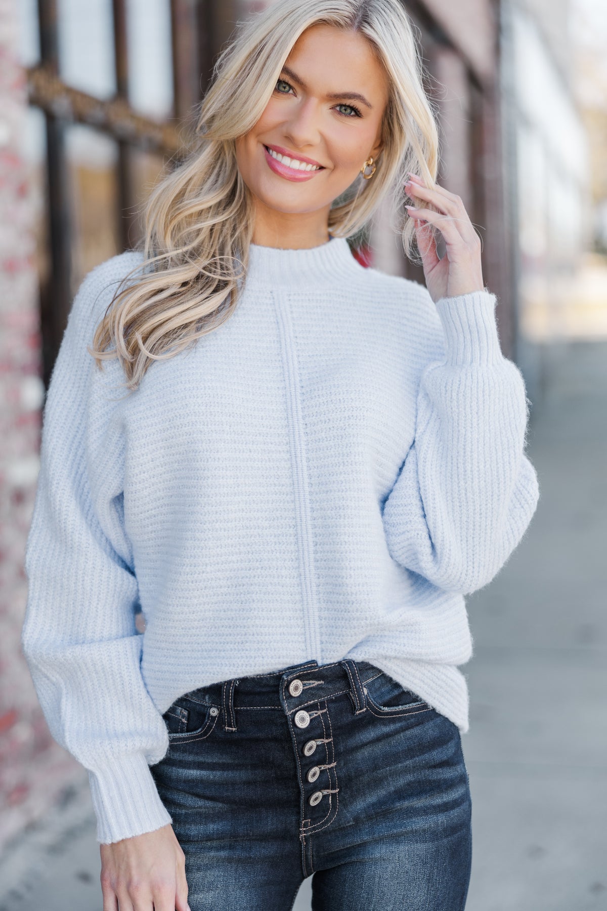 Easy Introductions Light Blue Sweater – Shop the Mint